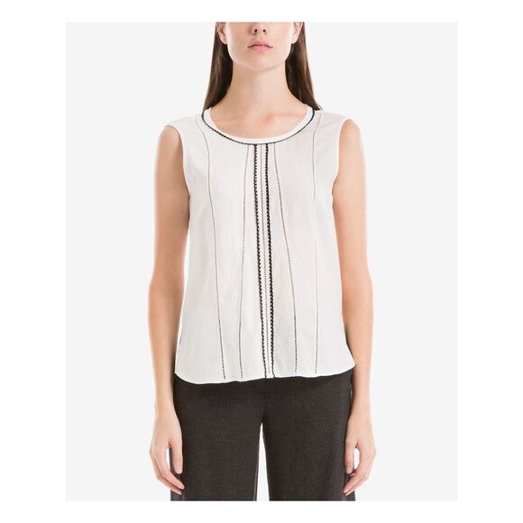 Max Studio | Tops | Max Studio London Womens Ivory Eyelet Sheer ...